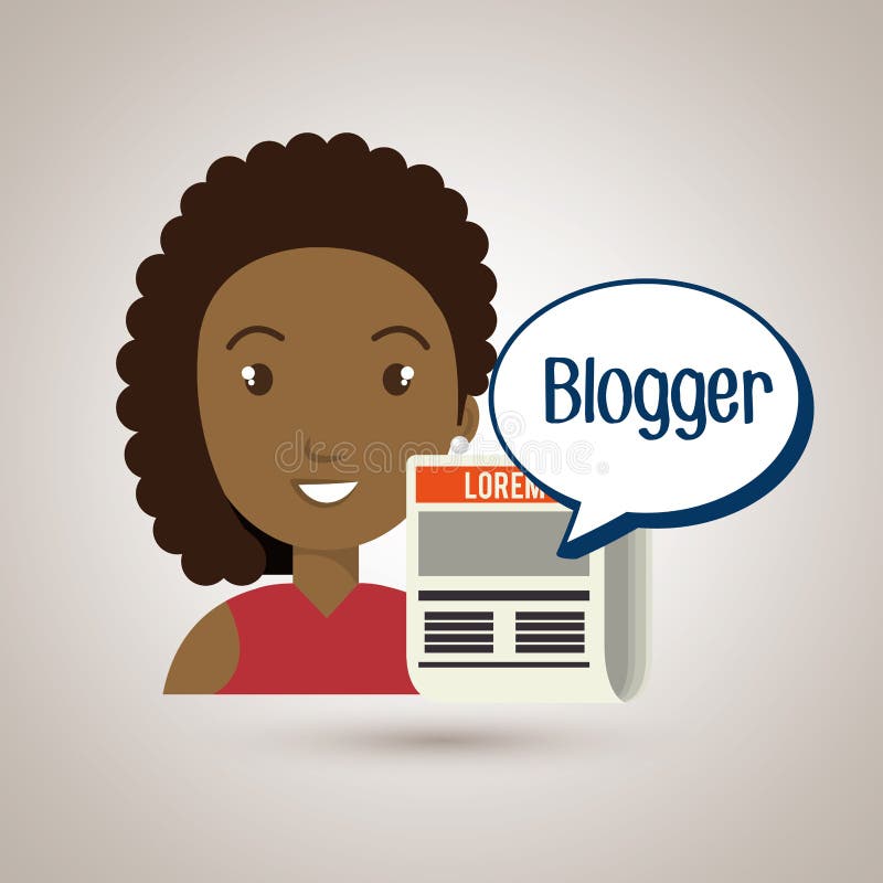 Woman cartoon blogger web stock illustration. Illustration of blog ...