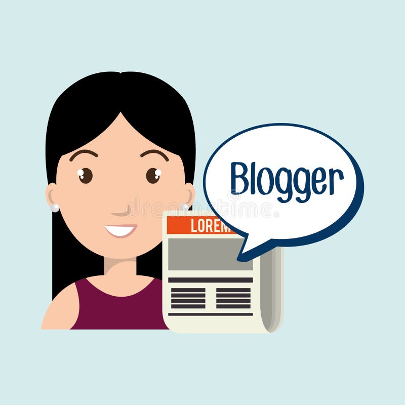 Woman cartoon blogger web stock illustration. Illustration of office ...