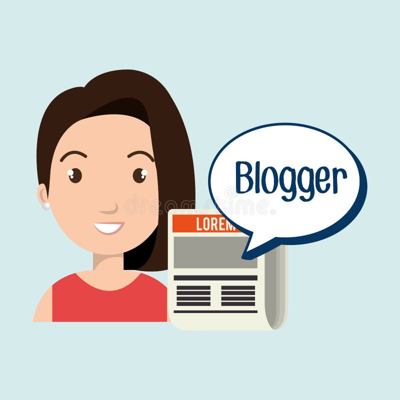 Woman cartoon blogger web stock illustration. Illustration of concept ...