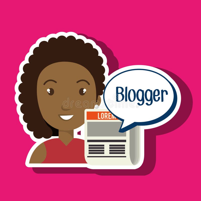 Woman cartoon blogger web stock illustration. Illustration of icons ...