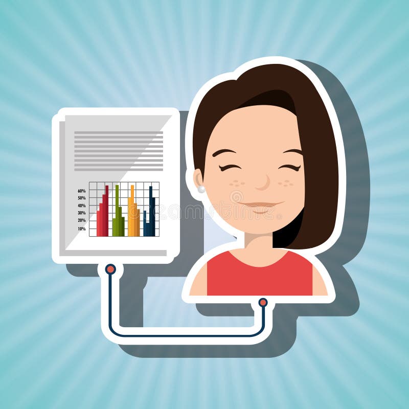 Woman Cartoon Infographic Statistics Stock Illustration - Illustration ...