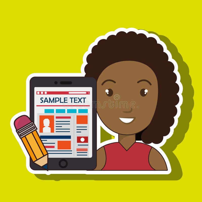Woman Cartoon Smartphone Sample Test Stock Illustration - Illustration ...