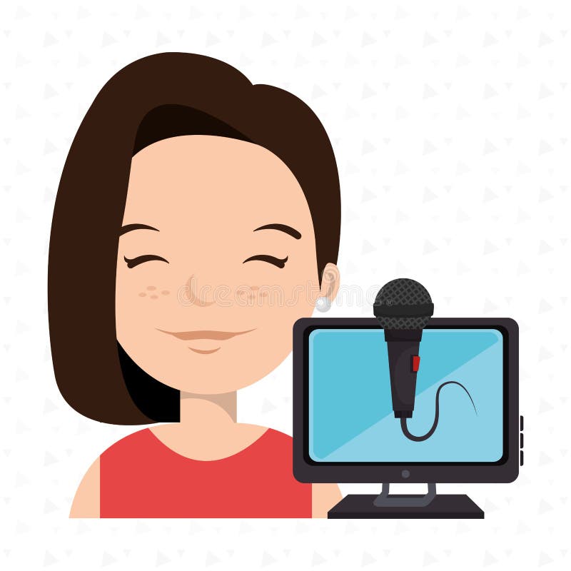 Woman Cartoon Speak Microphone Stock Illustration - Illustration of ...
