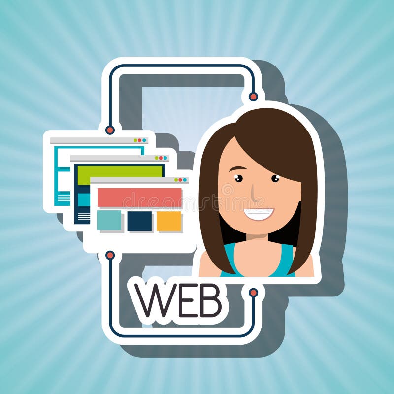 Woman cartoon web page stock illustration. Illustration of shirt - 83161048