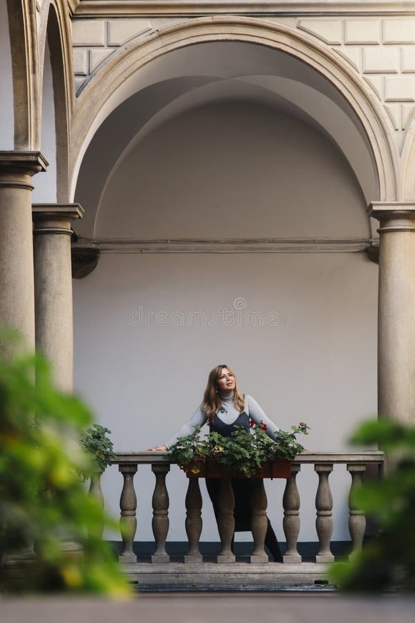 Woman in the castle stock image. Image of people, hair - 50299565