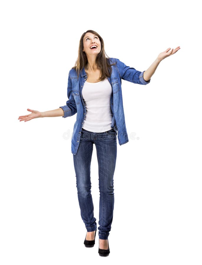 Woman catching something stock image. Image of emotion - 59126903