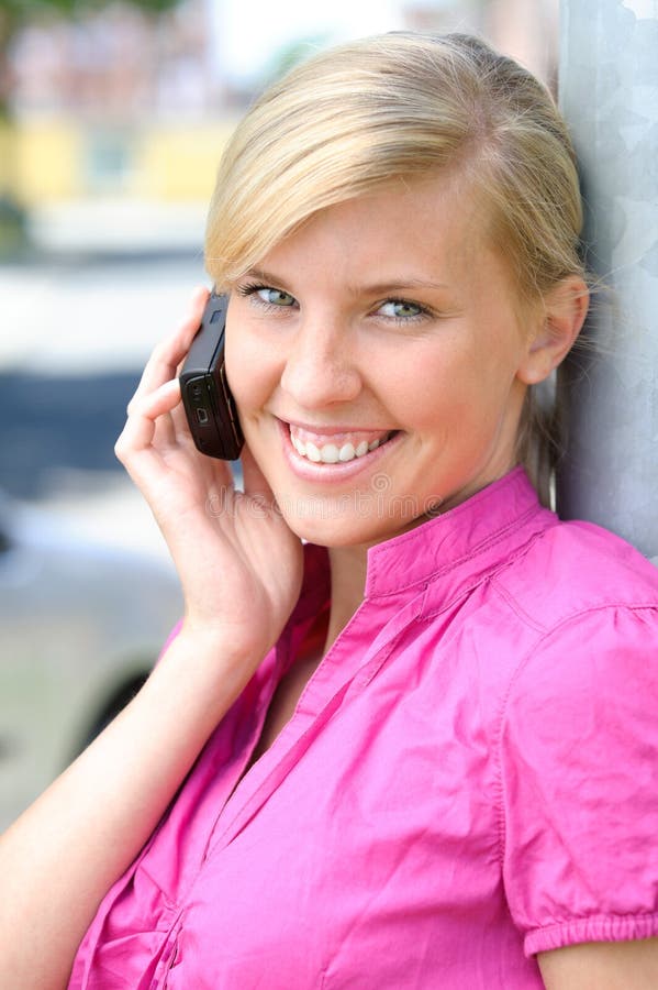 Woman with cell stock image. Image of friendly, cellular - 17679649