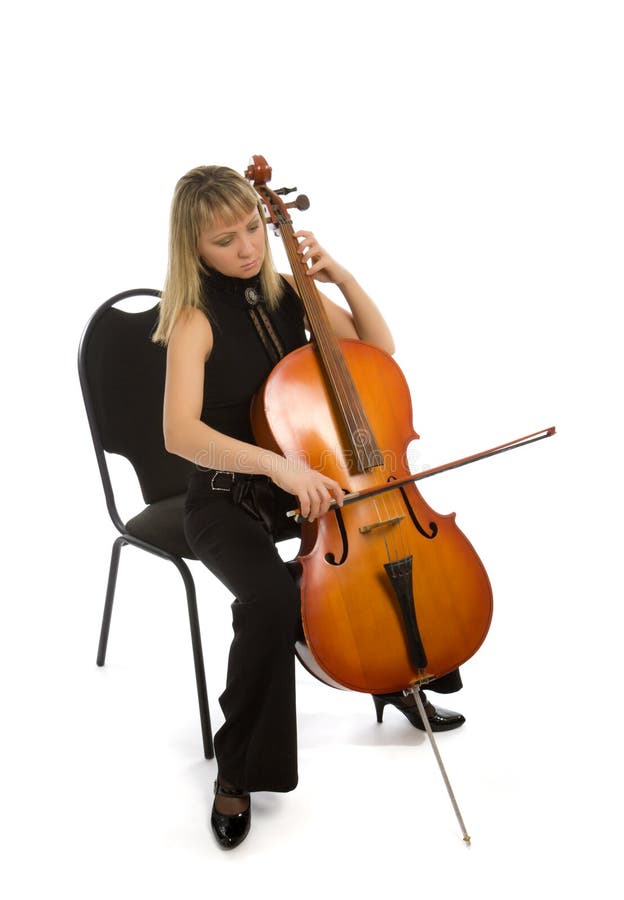 Woman cellist stock image. Image of caucasian, background - 7787225