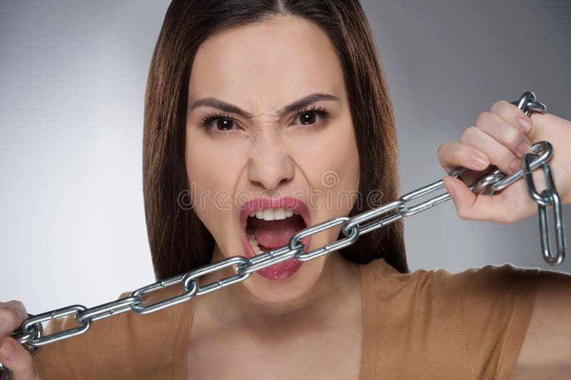 Woman with chain. stock image. Image of grey, beautiful - 33029749