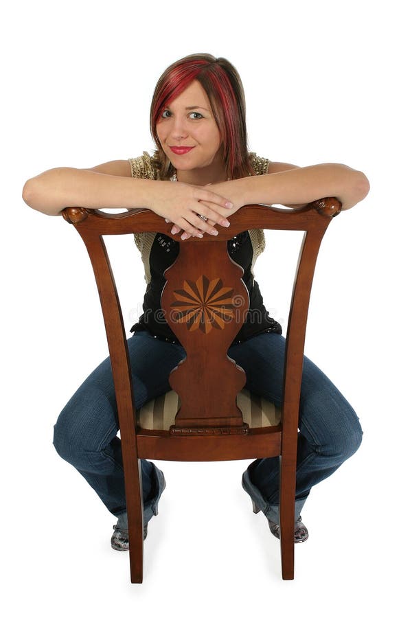 Woman on Chair with Clipping Path Stock Photo - Image of isolation ...
