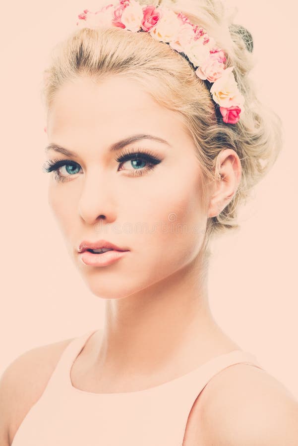 Woman with chaplet stock photo. Image of femininity, haircut - 39584428