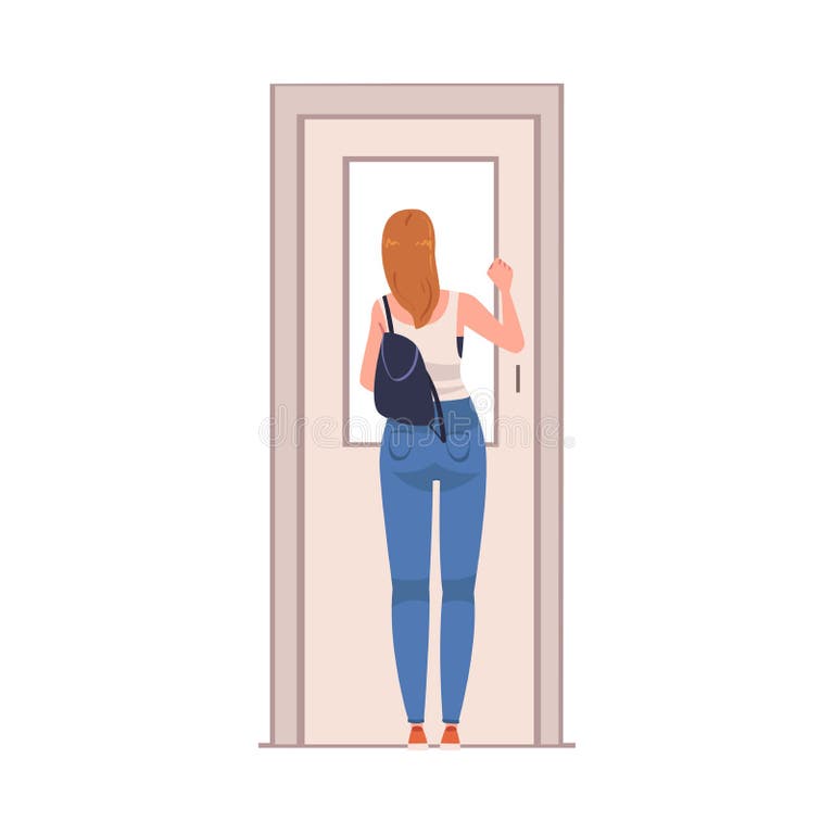 Woman Door Knocking Stock Illustrations 54 Woman Door Knocking Stock