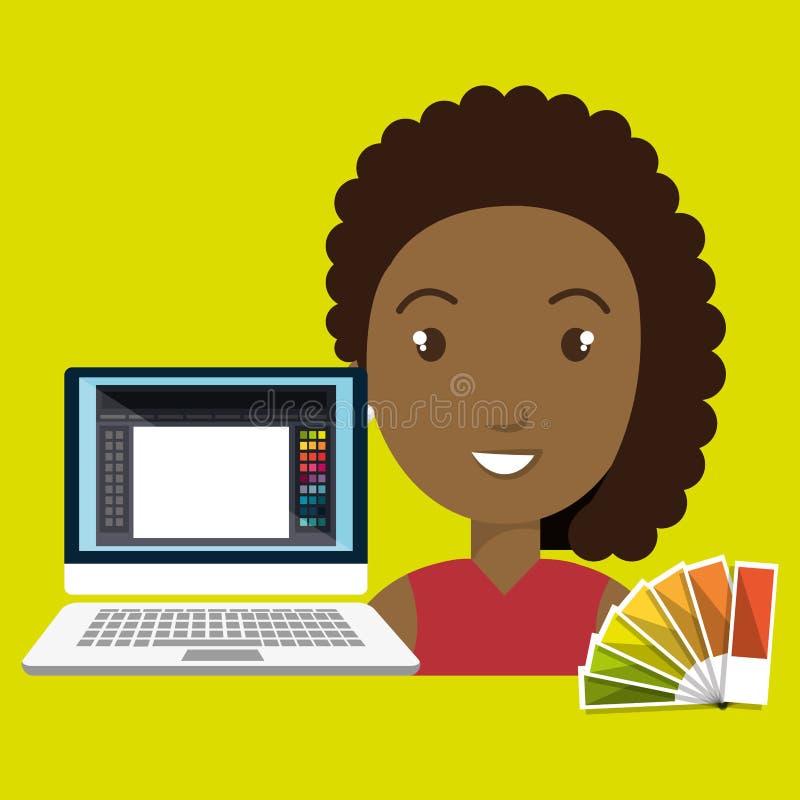 Woman chart color pc stock illustration. Illustration of business ...