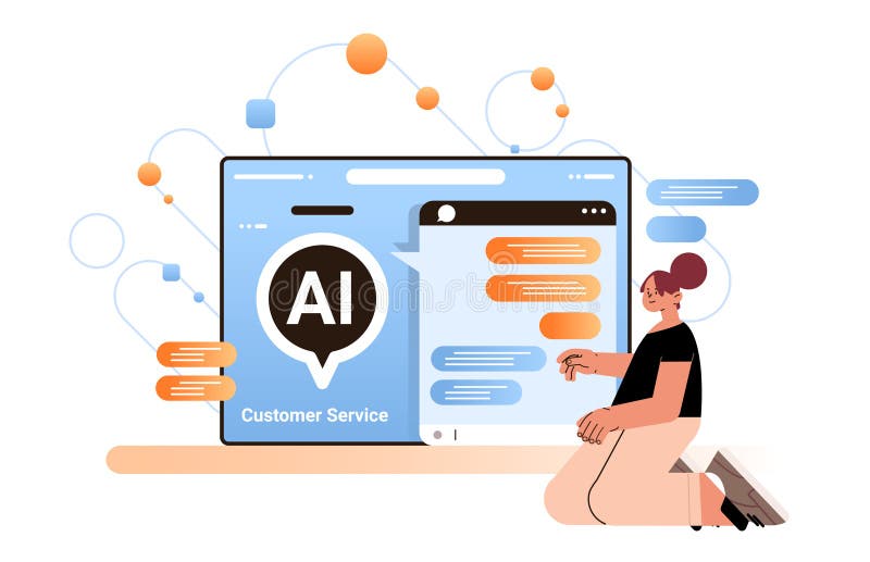 Woman Chatting with Chatbot in Computer Application Ai Artificial ...