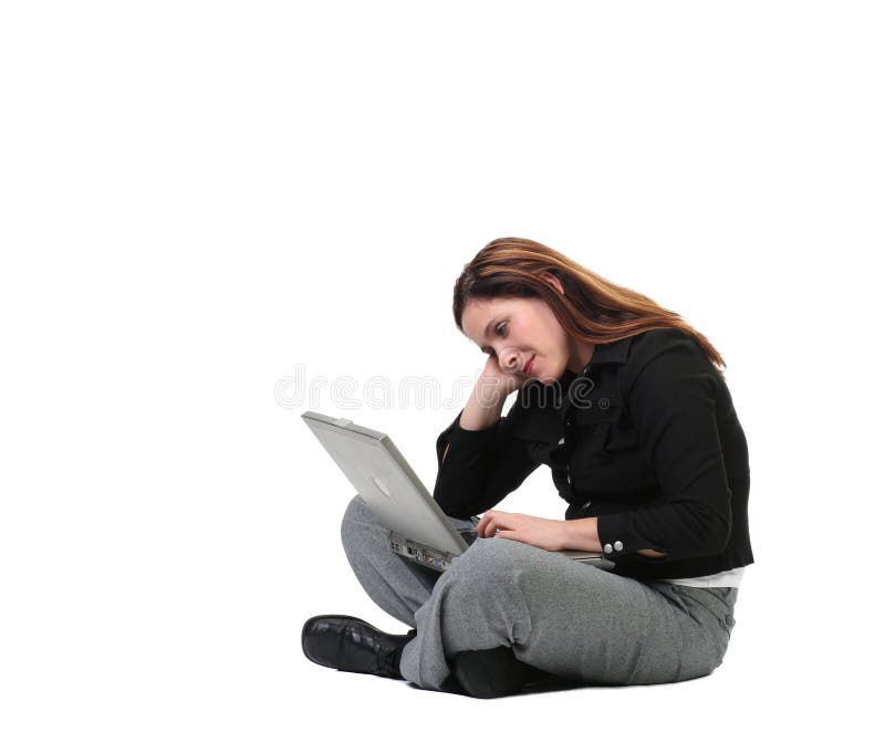 Woman Chatting on Her Computer Stock Image - Image of long ...