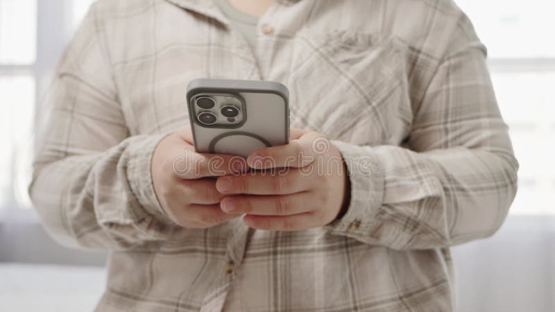 Woman Chatting Online on Smartphone Macro Close Up, Typing Text Message ...