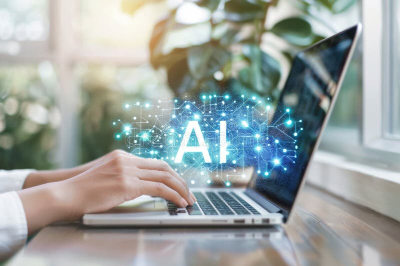 Woman Chatting with a Smart AI Using an Artificial Intelligence Chatbot ...