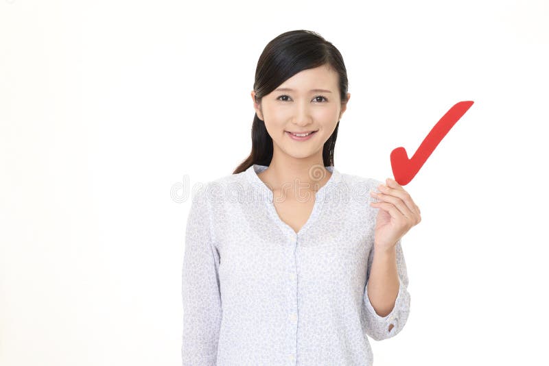 Woman with a check mark stock image. Image of mark, human - 135437009