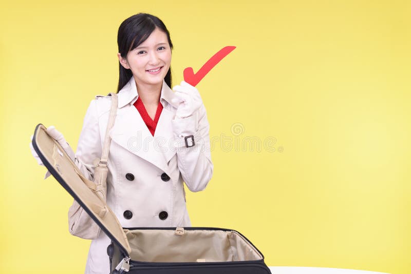 Woman with a check mark stock image. Image of beautiful - 109445699