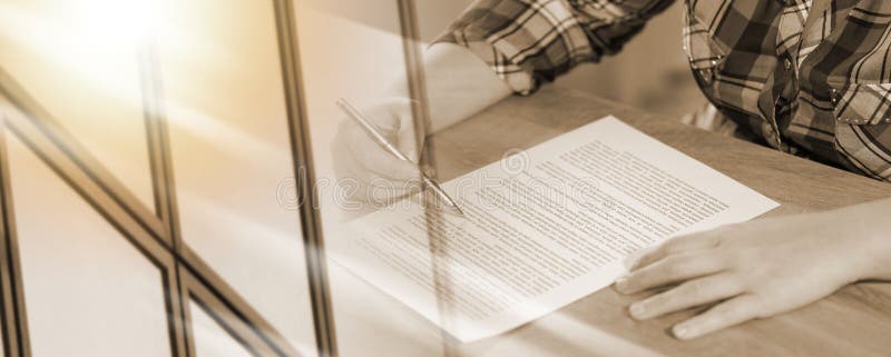 Woman Checking a Document Multiple Exposure Stock Image - Image of work ...