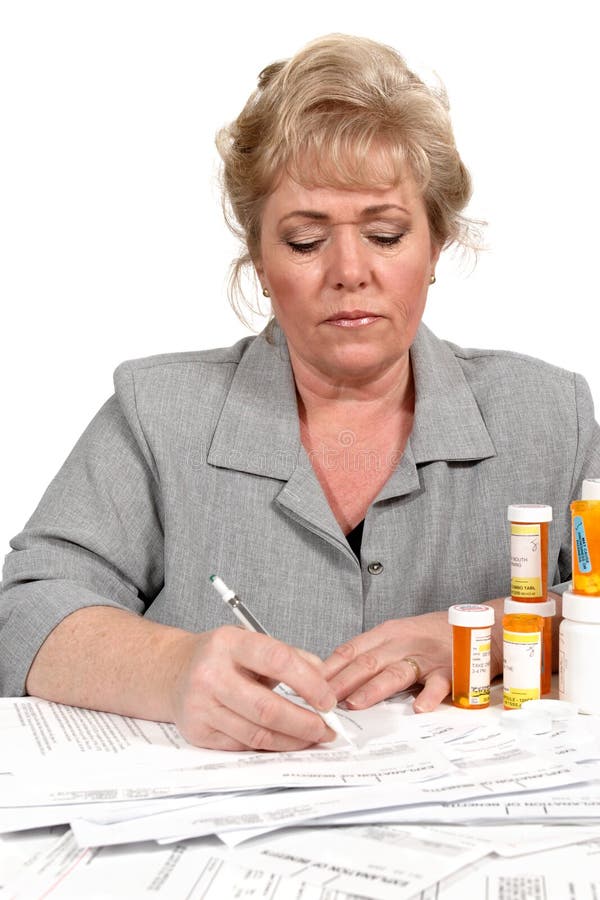 Woman Checking Healthcare Bills Stock Image - Image of expression ...