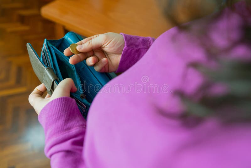 Woman Checking Her Wallet for Money Stock Photo - Image of woman ...