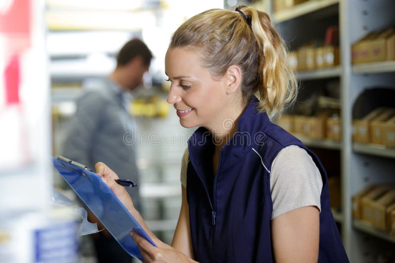 Woman Checking List Order on Warehouse Stock Image - Image of checking ...