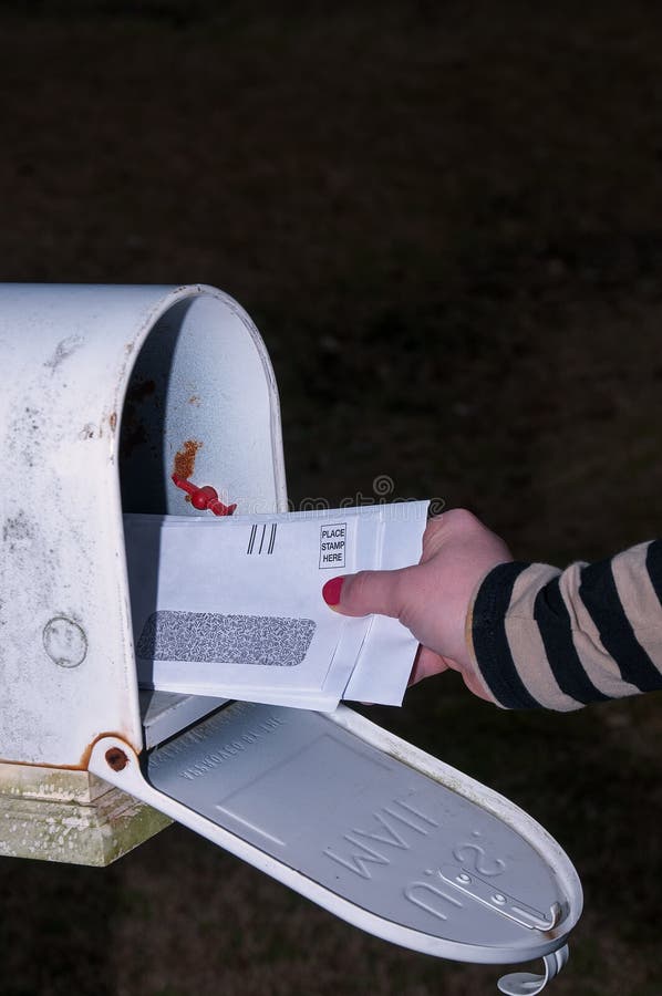 Woman checking the mail stock photo. Image of open, beautiful - 39048102