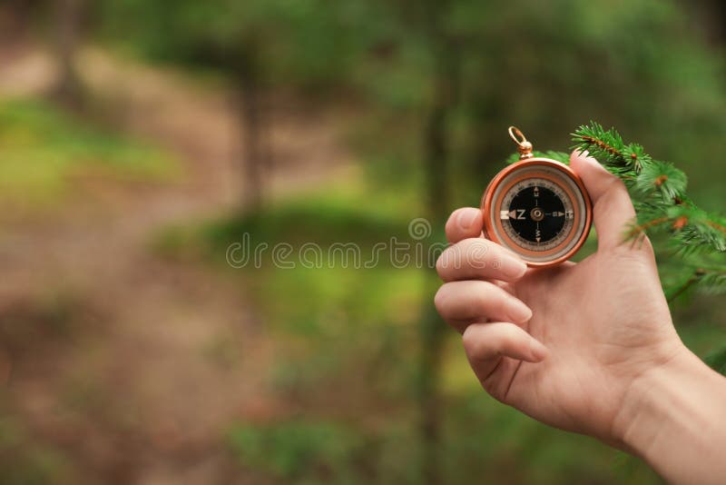 Woman Checking Modern Compass Stock Photo - Image of nautical ...