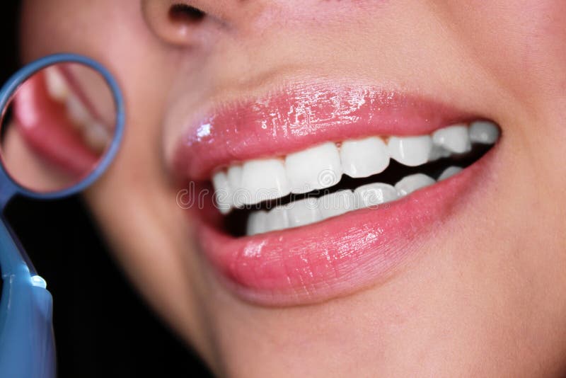 Woman Checking Teeth by Dental Mirror Stock Image - Image of medical ...