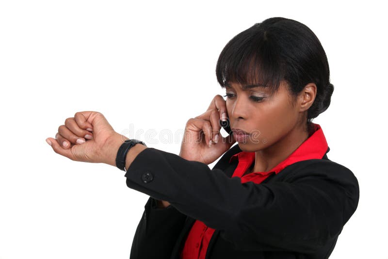 Woman checking watch stock image. Image of mobile, check - 35735615