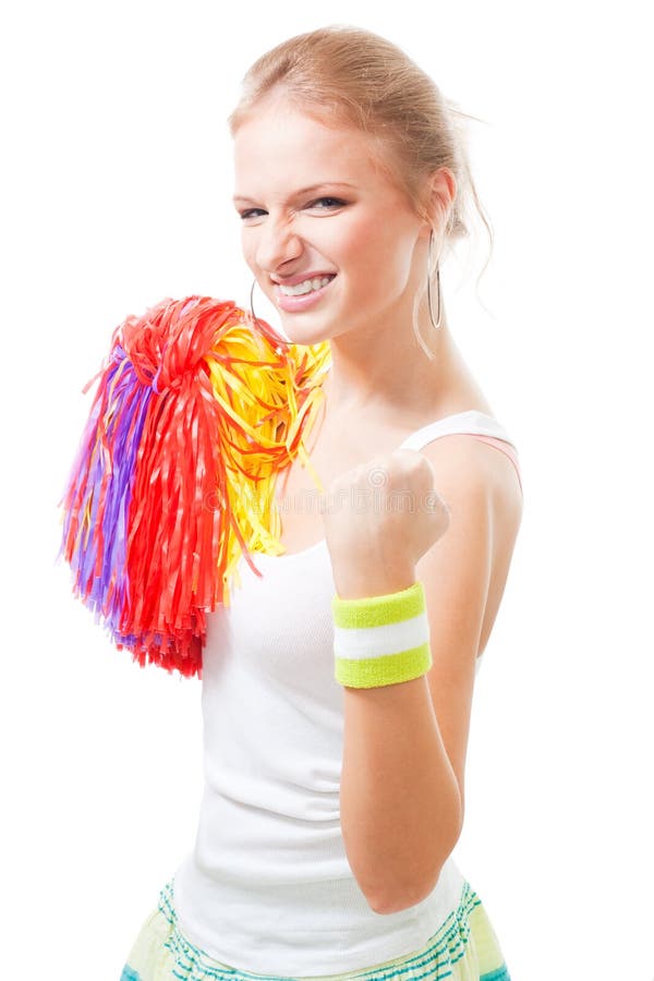 Woman Cheer Leader of Winning Team Stock Photo - Image of happy ...
