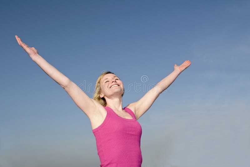 Fitness Woman Win and Success Stock Photo - Image of fitness, copy ...