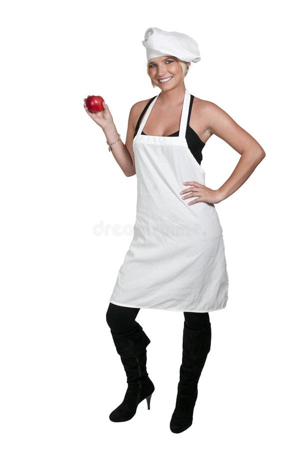 Beautiful woman in apron stock image. Image of female - 4025571