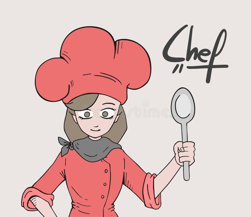 Woman chef draw stock vector. Illustration of draw, cute - 273263594