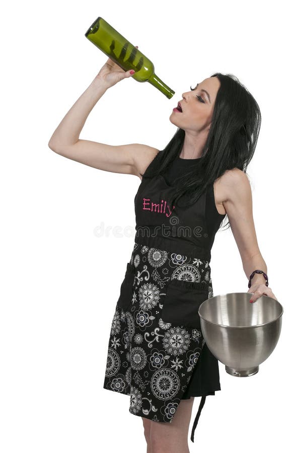 Woman Chef Drinking Wine stock photo. Image of beautiful - 29472154