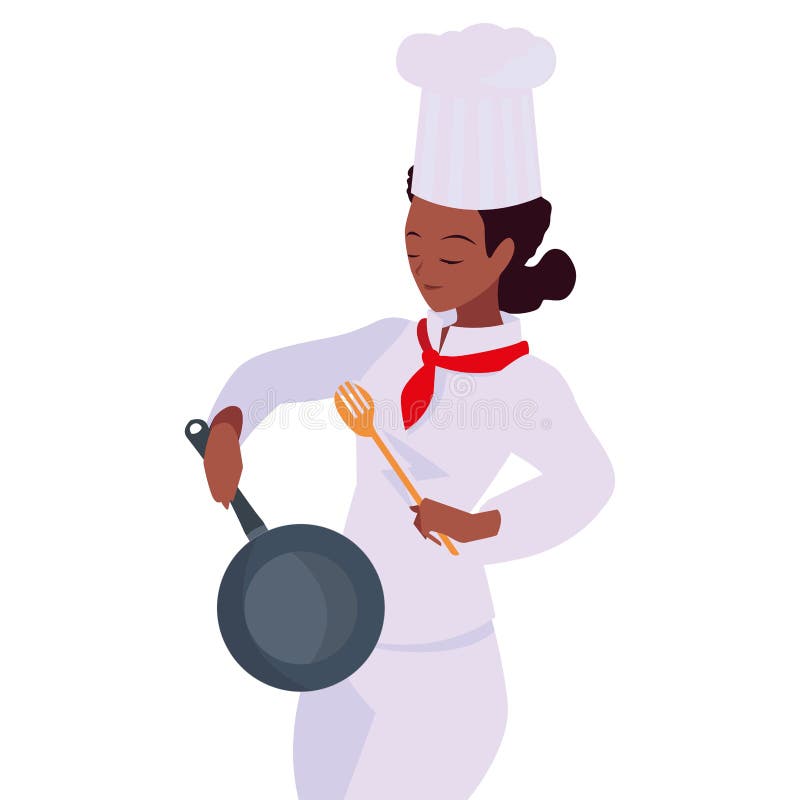 Woman Chef with Fork Cooking Stock Illustration - Illustration of title ...