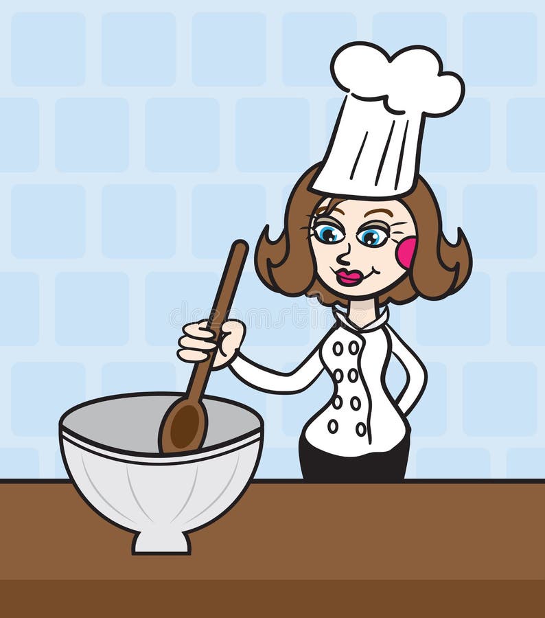 Woman Chef Mixing stock vector. Illustration of meal - 26913323