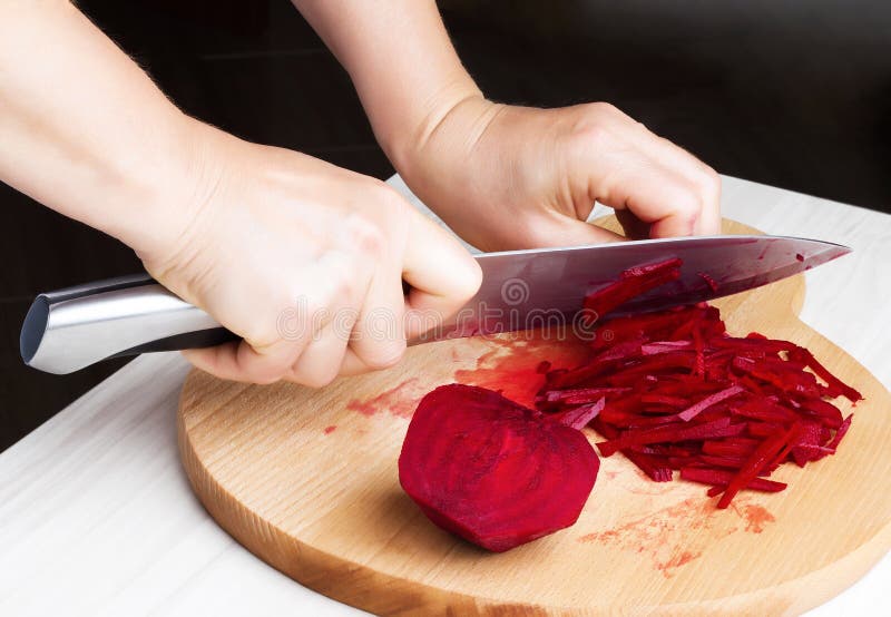Woman chef prepare beets stock image. Image of cooking - 43671093