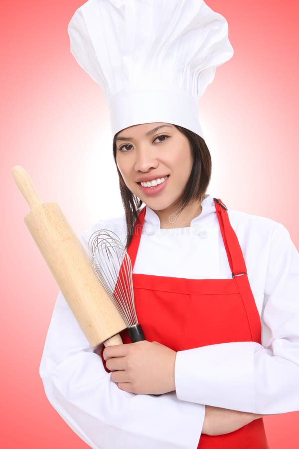 Woman Chef with Rolling Pin Stock Image - Image of cooking, rolling ...