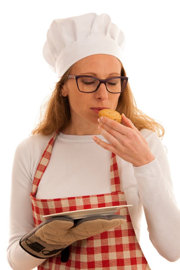 Woman Chef Serving a Cookie Stock Photo - Image of fresh, kitchen: 92410008