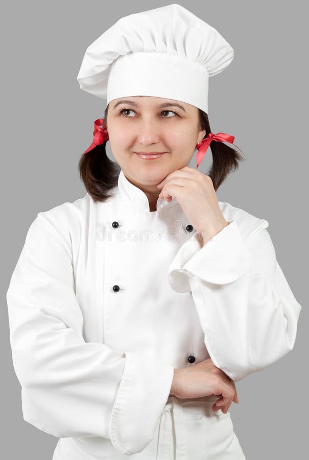 Woman chef in uniform stock image. Image of smiling, sign - 30014953