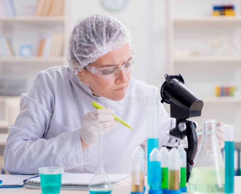 Woman Chemist Working in Hospital Clinic Lab Stock Photo - Image of ...