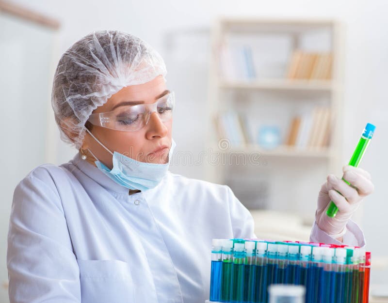 Woman Chemist Working in Hospital Clinic Lab Stock Image - Image of ...