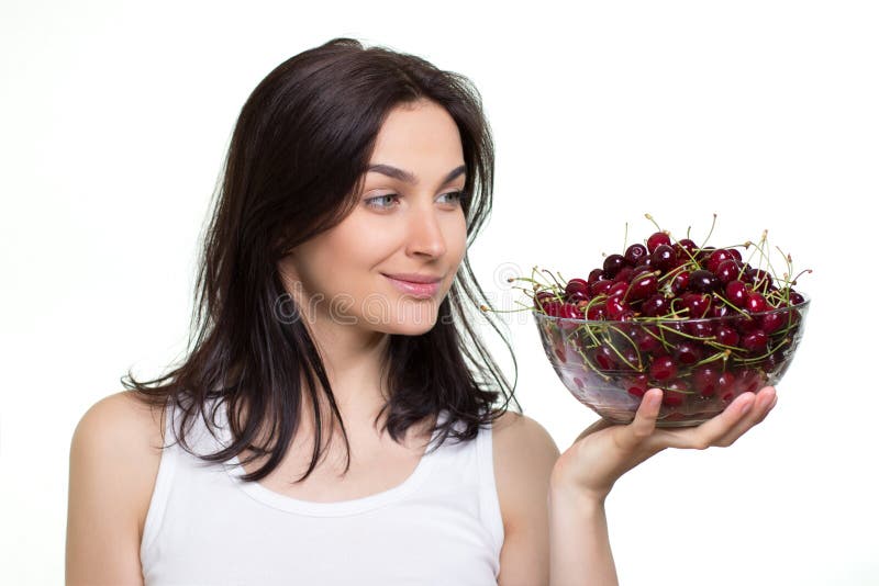 Woman with cherries stock image. Image of nutrition, fruit - 29577747