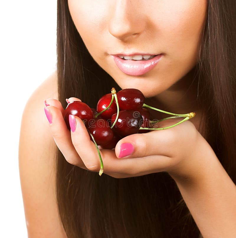 Woman Eating Cherry stock image. Image of girl, face - 31454021