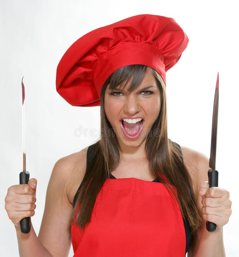 Woman chief_5 stock photo. Image of cafe, knives, caucasian - 8626428