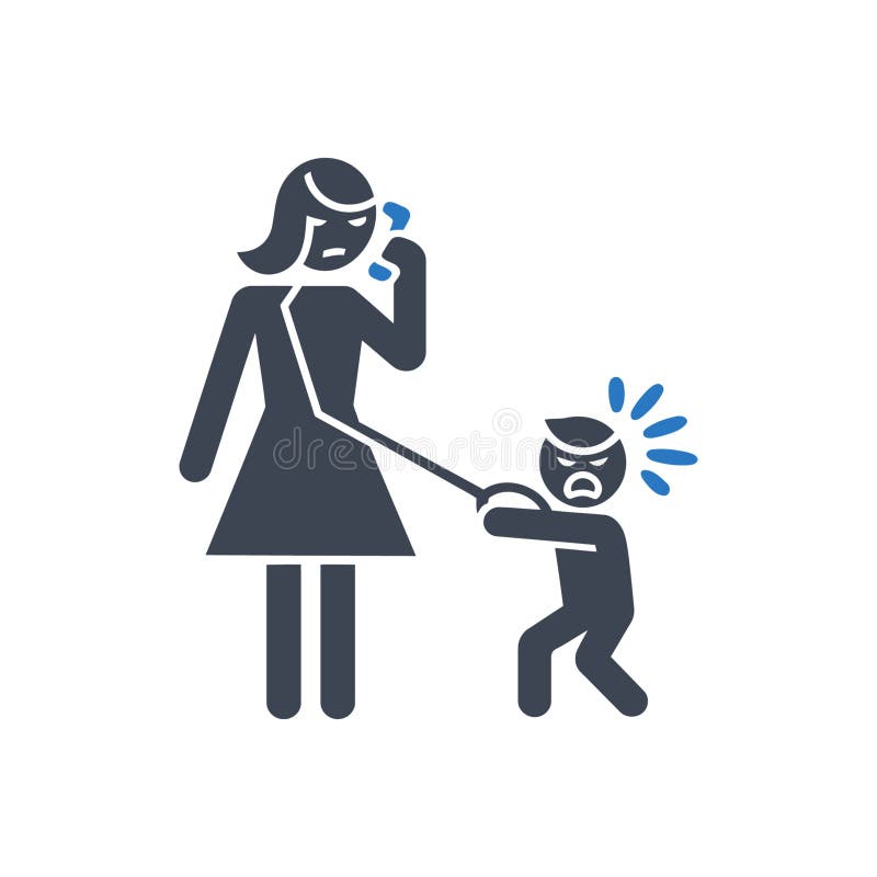 Woman Child Conflict Icon stock vector. Illustration of discipline ...