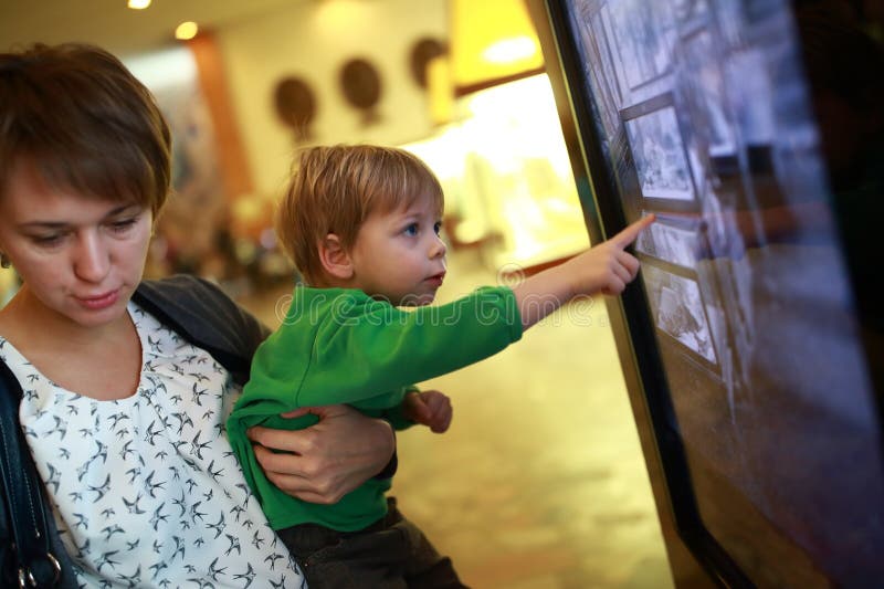 Child using touch screen stock image. Image of cute, concentration ...
