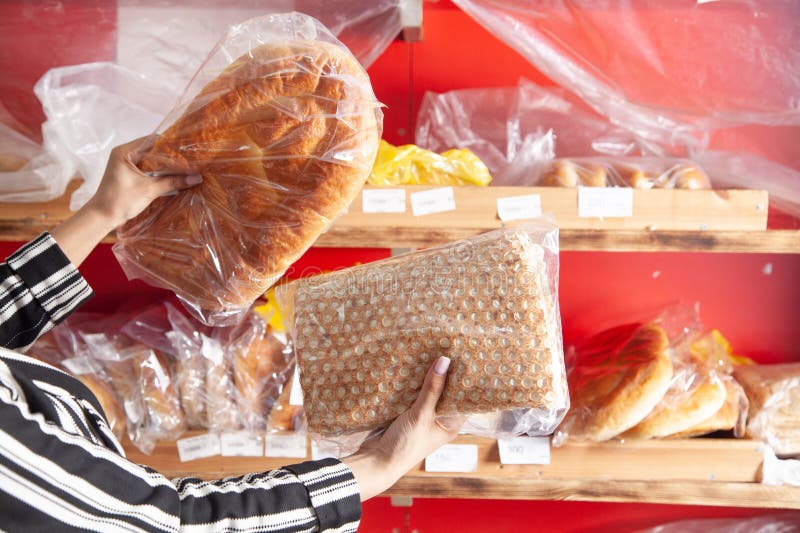 Woman Choosing Bread from a Supermarket Stock Image - Image of shop ...